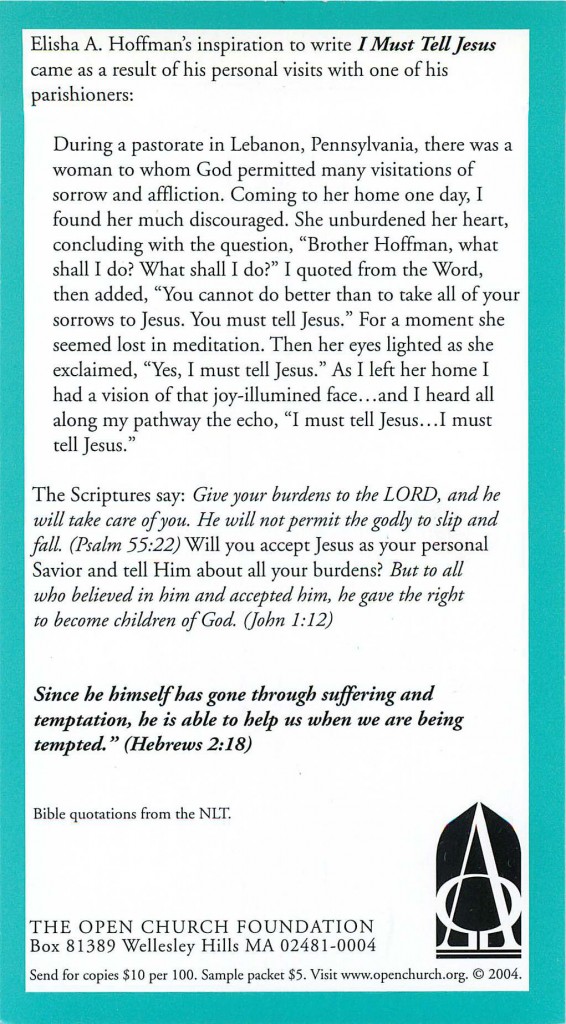 I Must Tell Jesus | Open Church Foundation